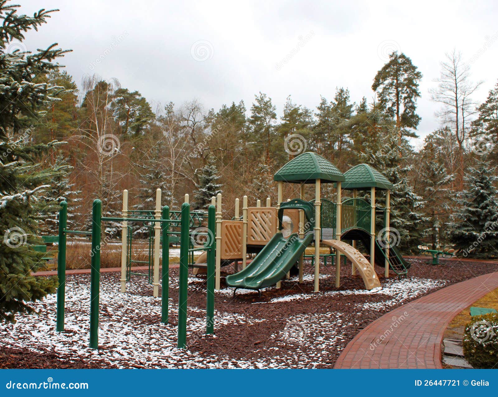 Colorful Playground in Winter Stock Image - Image of clear ...