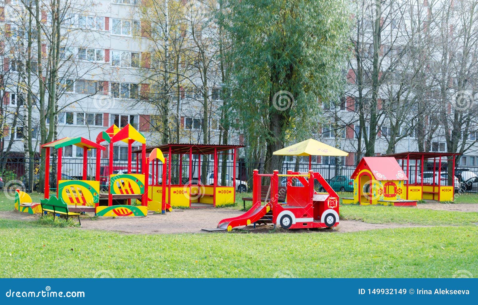 Colorful Playground in the Yard Stock Image - Image of ground, recess ...