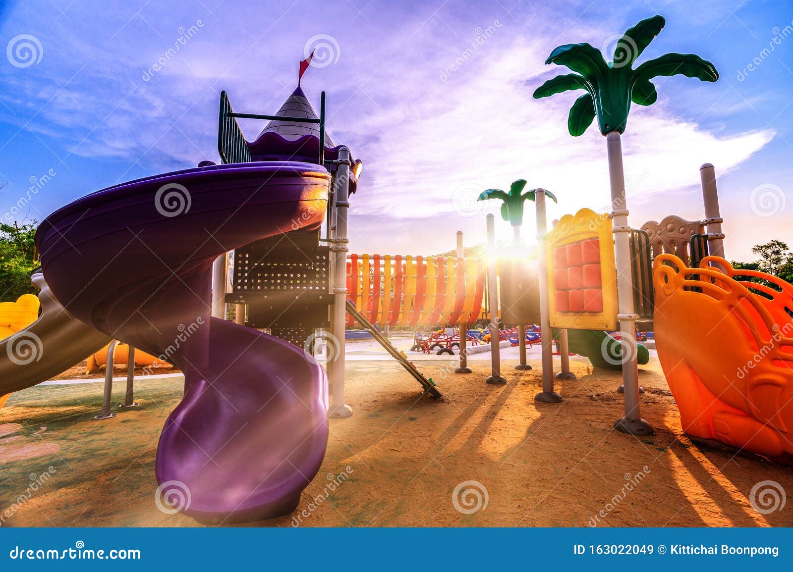 Colorful Playground on Yard in the Park Stock Image - Image of ...