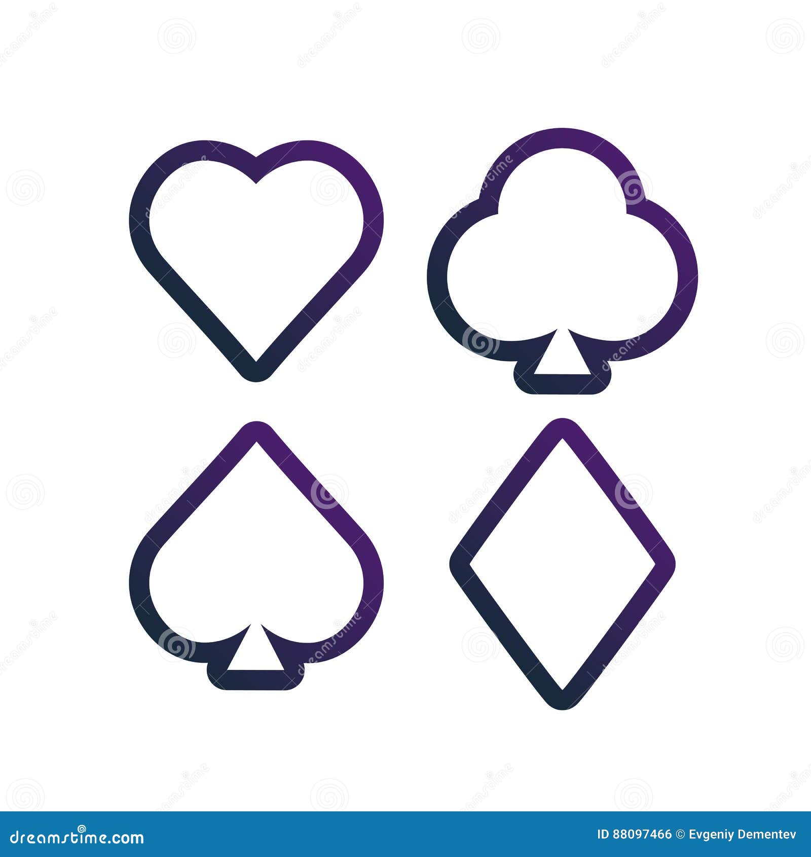 Colorful Playing Cards Symbols Set on White Background. Stock ...