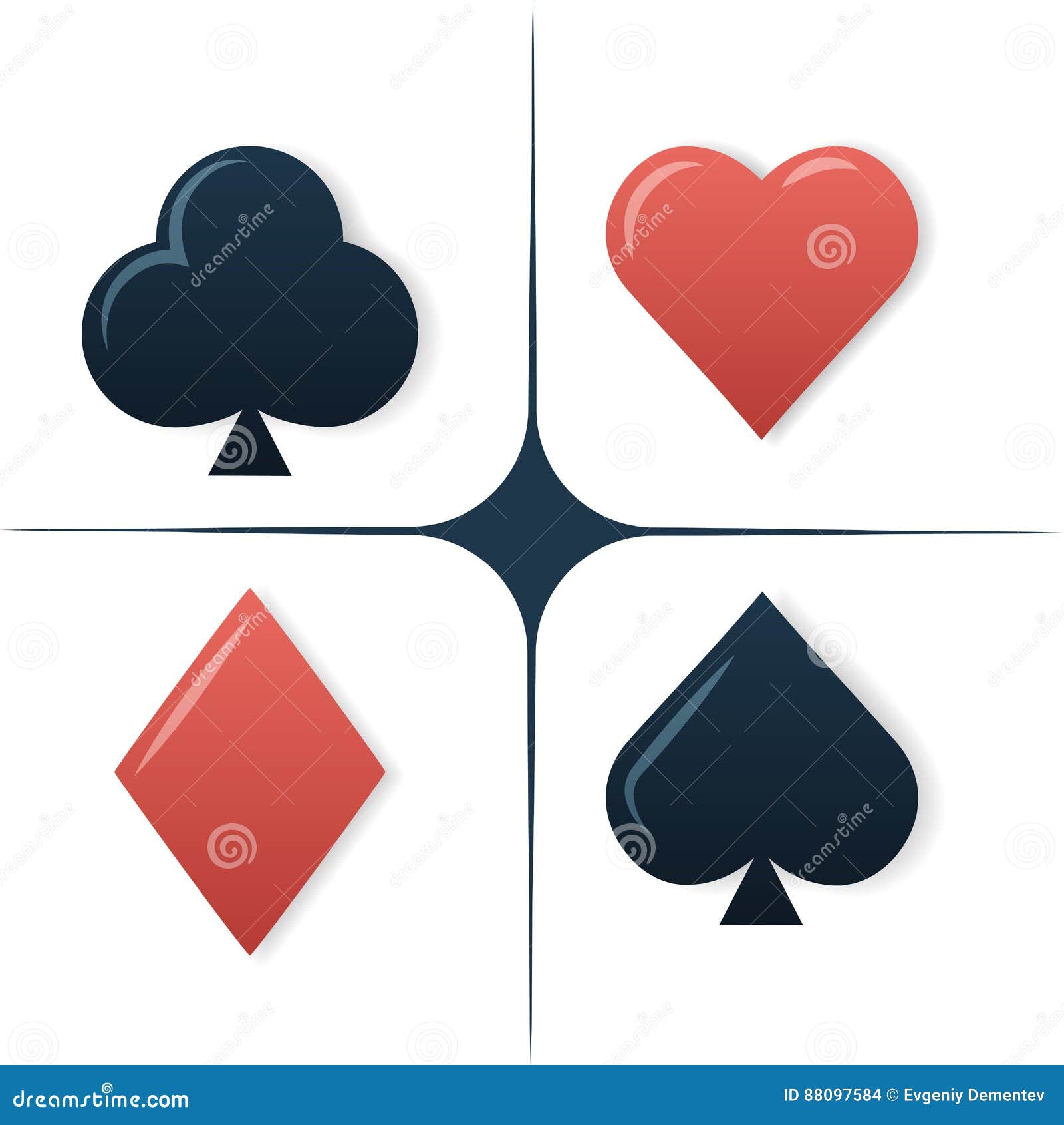 Colorful Playing Cards Symbols Set on White Background. Stock ...