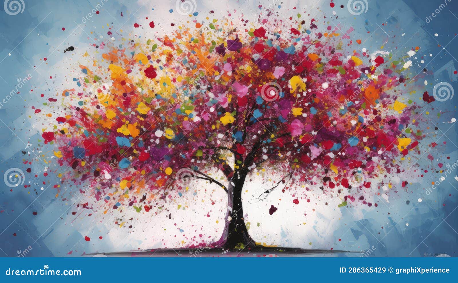 Colorful Pointillist Tree Artwork Stock Illustration - Illustration of ...
