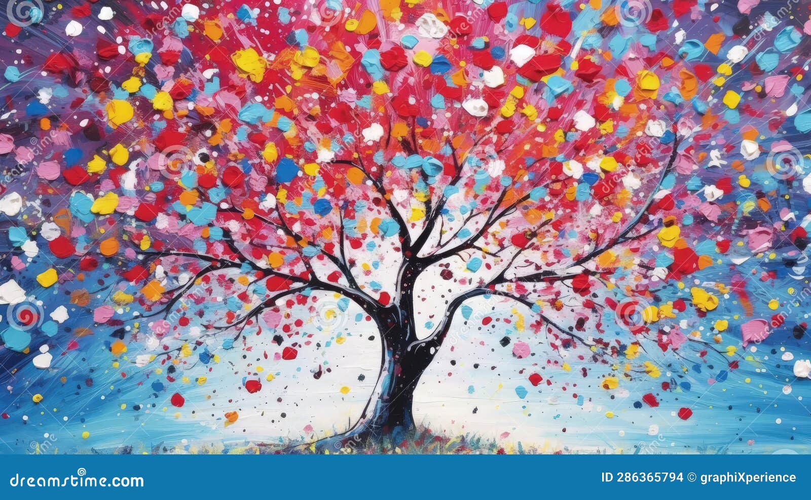 Colorful Pointillist Tree Artwork Stock Illustration - Illustration of ...