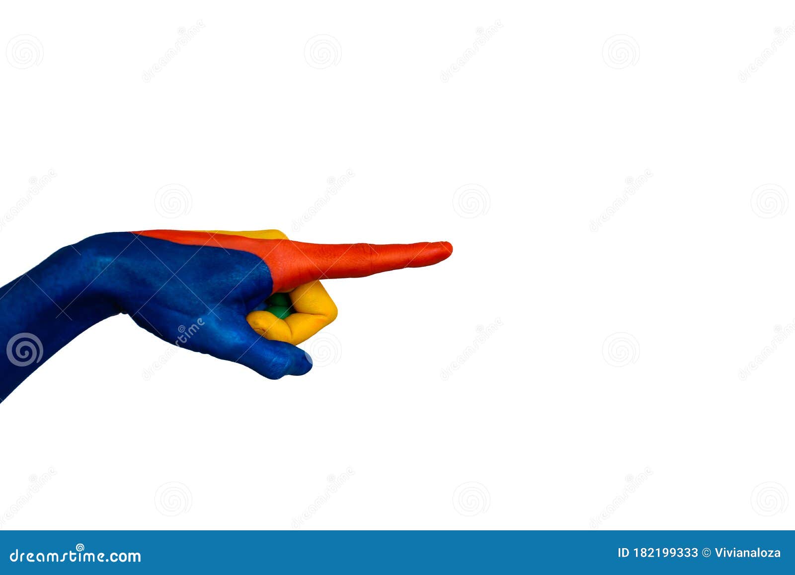Colorful pointing hand stock image. Image of index, direction - 182199333