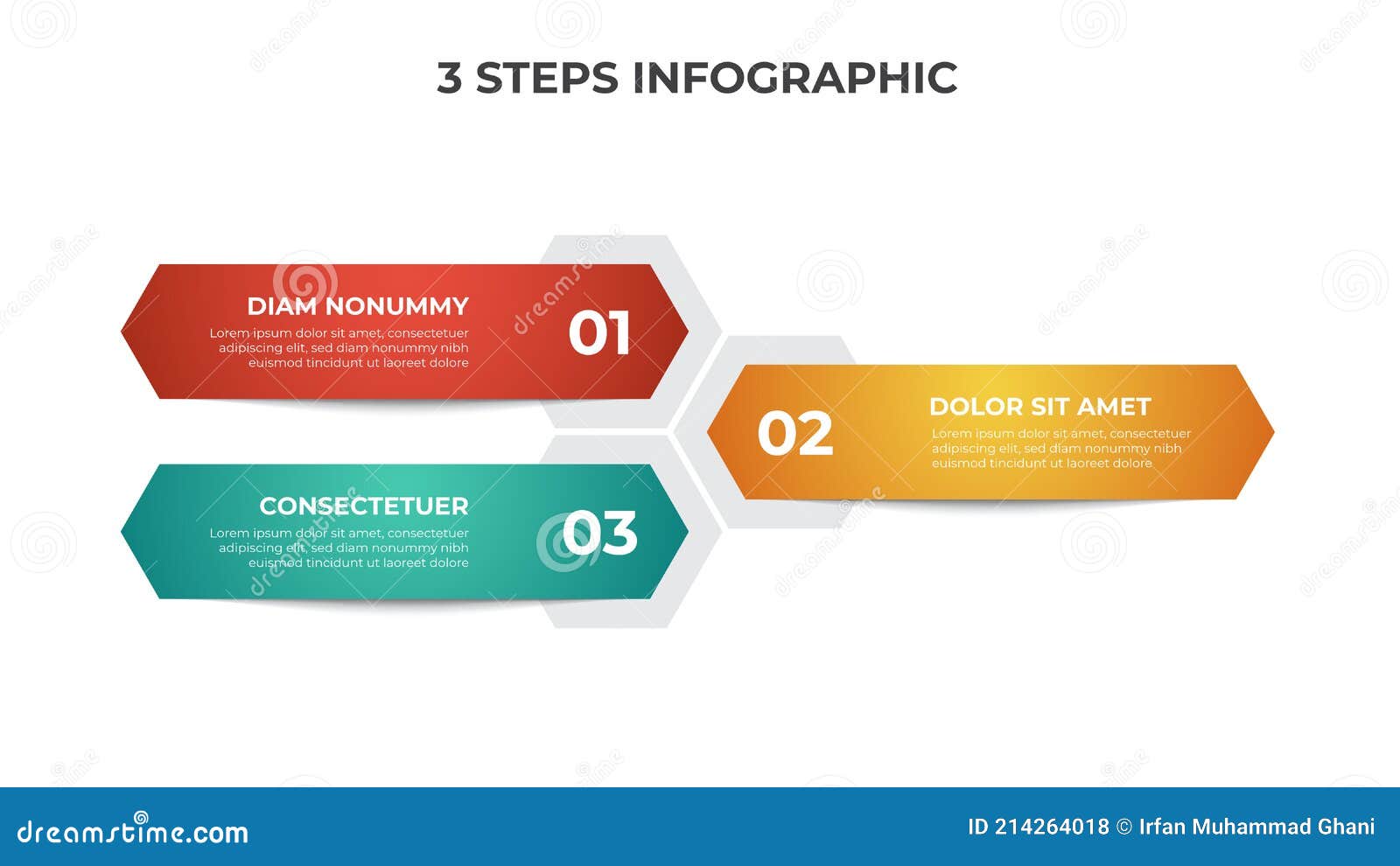 Colorful 3 Points of Steps, with Hexagonal List Layout Diagram ...