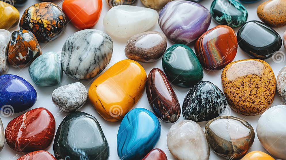 Colorful Polished Stones Arranged on a Flat Surface Stock Photo - Image ...