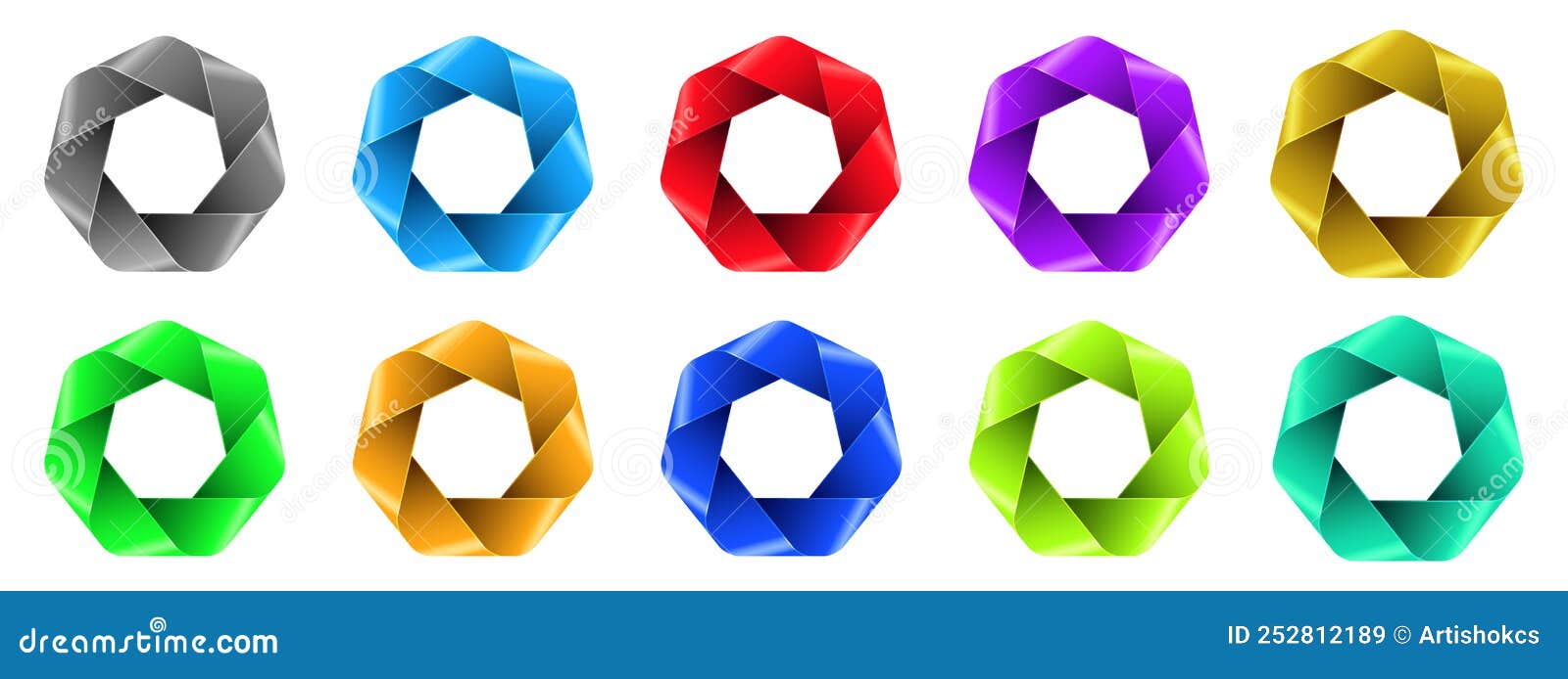 Colorful Polygon Emblems. Hi Tech Logo Set. Vector Illustration. Stock ...