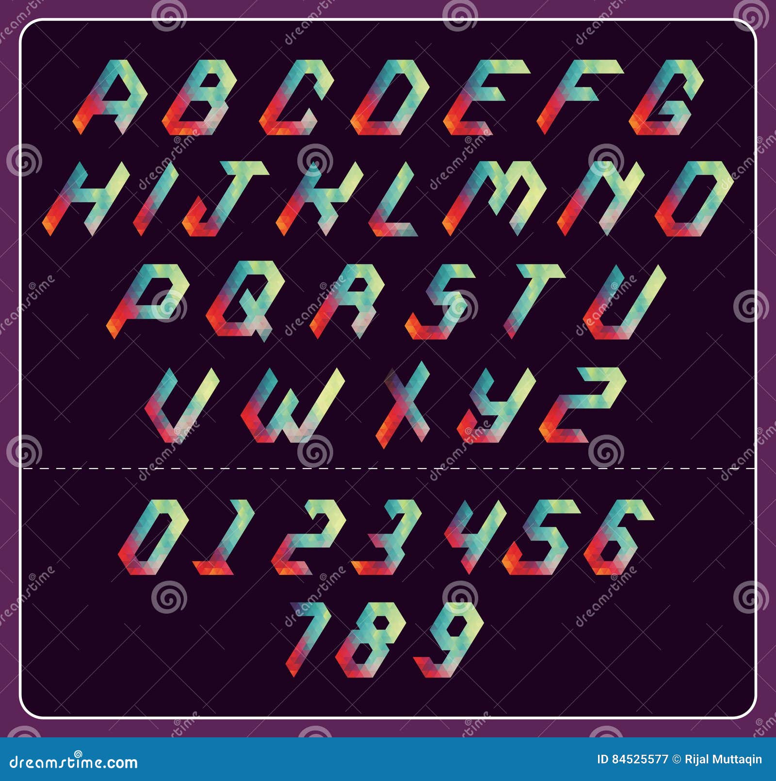 Colorful polygonal font stock vector. Illustration of sharp - 84525577