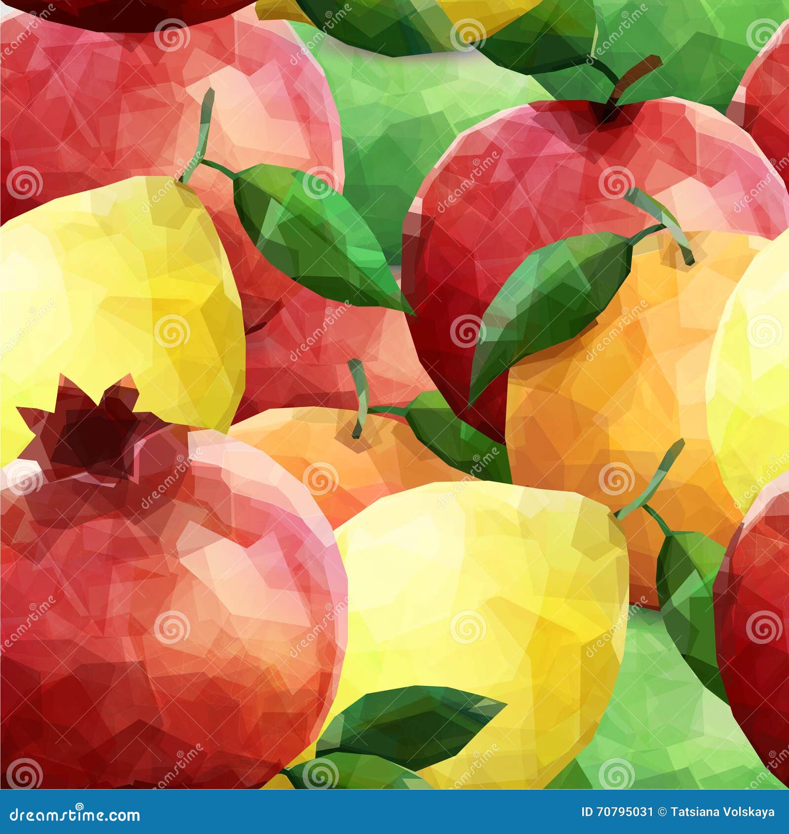 Colorful Polygonal Fruits Pattern Stock Vector - Illustration of ...