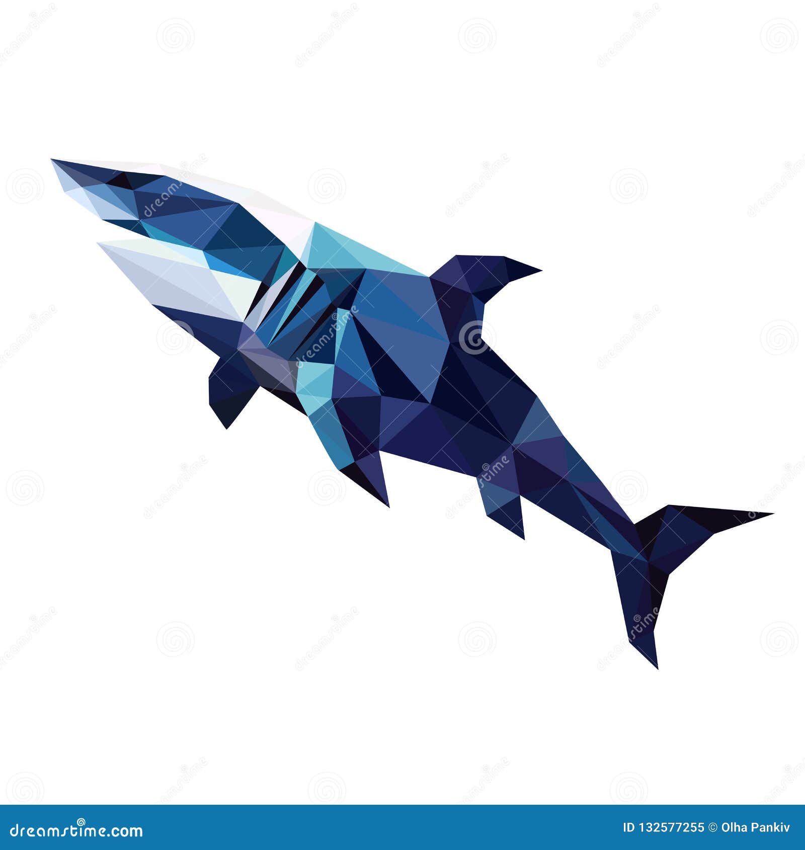 Low Poly Illustration of Shark Stock Vector - Illustration of graphic ...