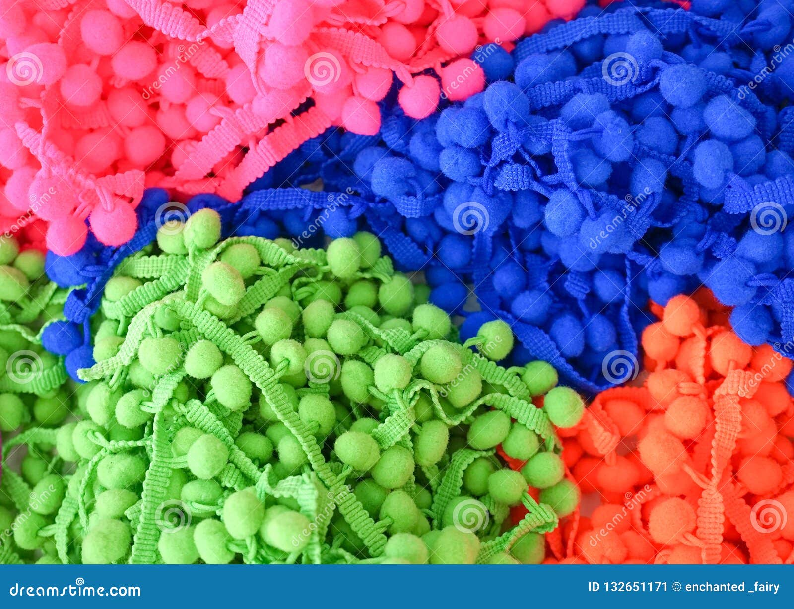 Colorful Pom Pom Decorations Stock Image - Image of decorations, green ...
