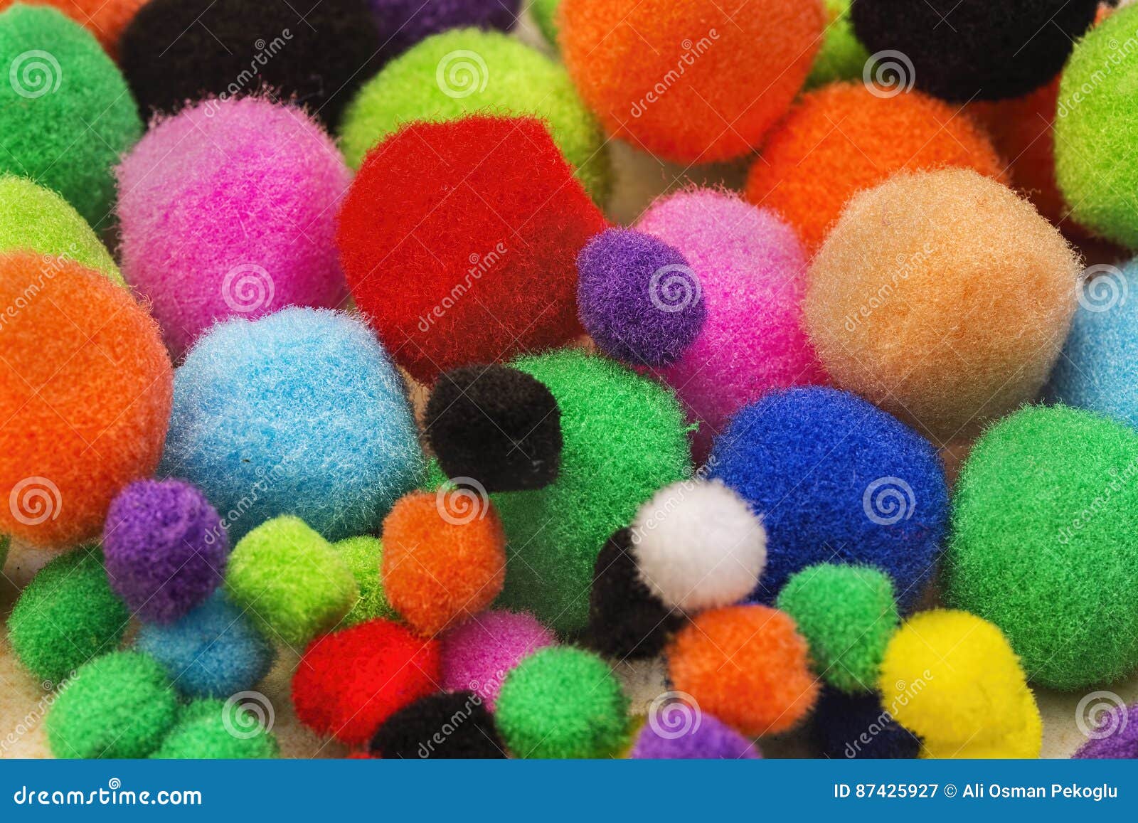 Colorful Pompoms stock image. Image of fabric, background - 87425927