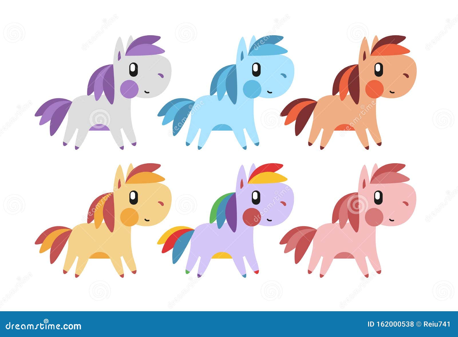 Colorful pony set stock vector. Illustration of fantasy - 162000538