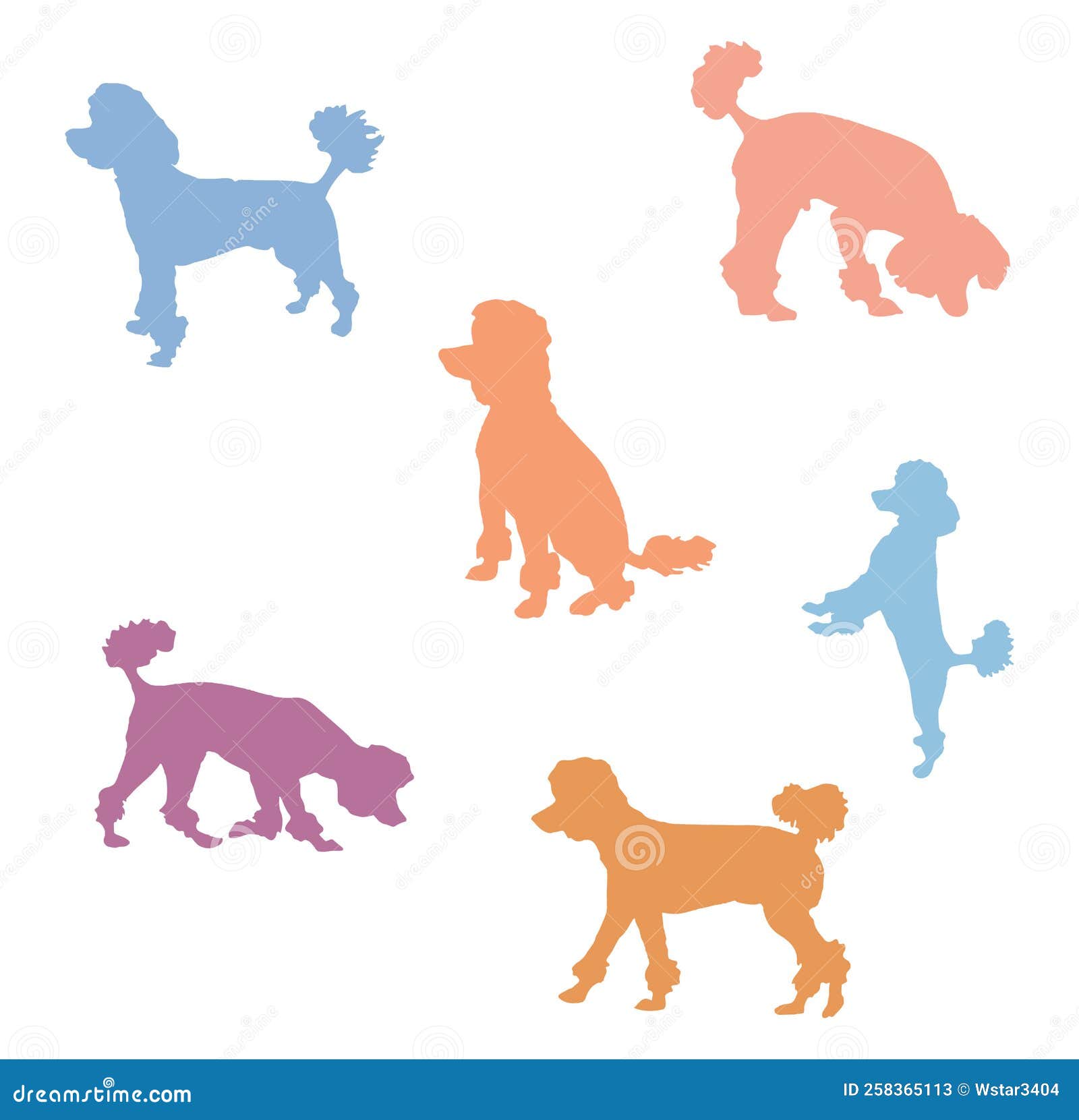 Colorful Poodle Vector Icon Set Stock Vector - Illustration of design ...