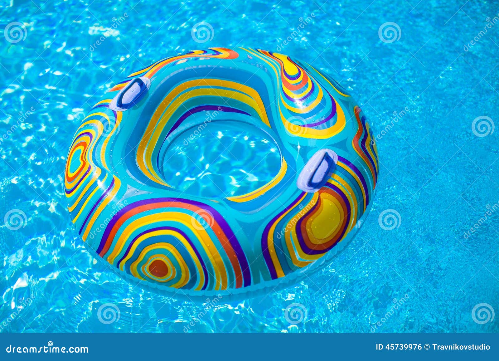 Colorful Pool Float in Blue Swimming Basin Stock Photo - Image of ...