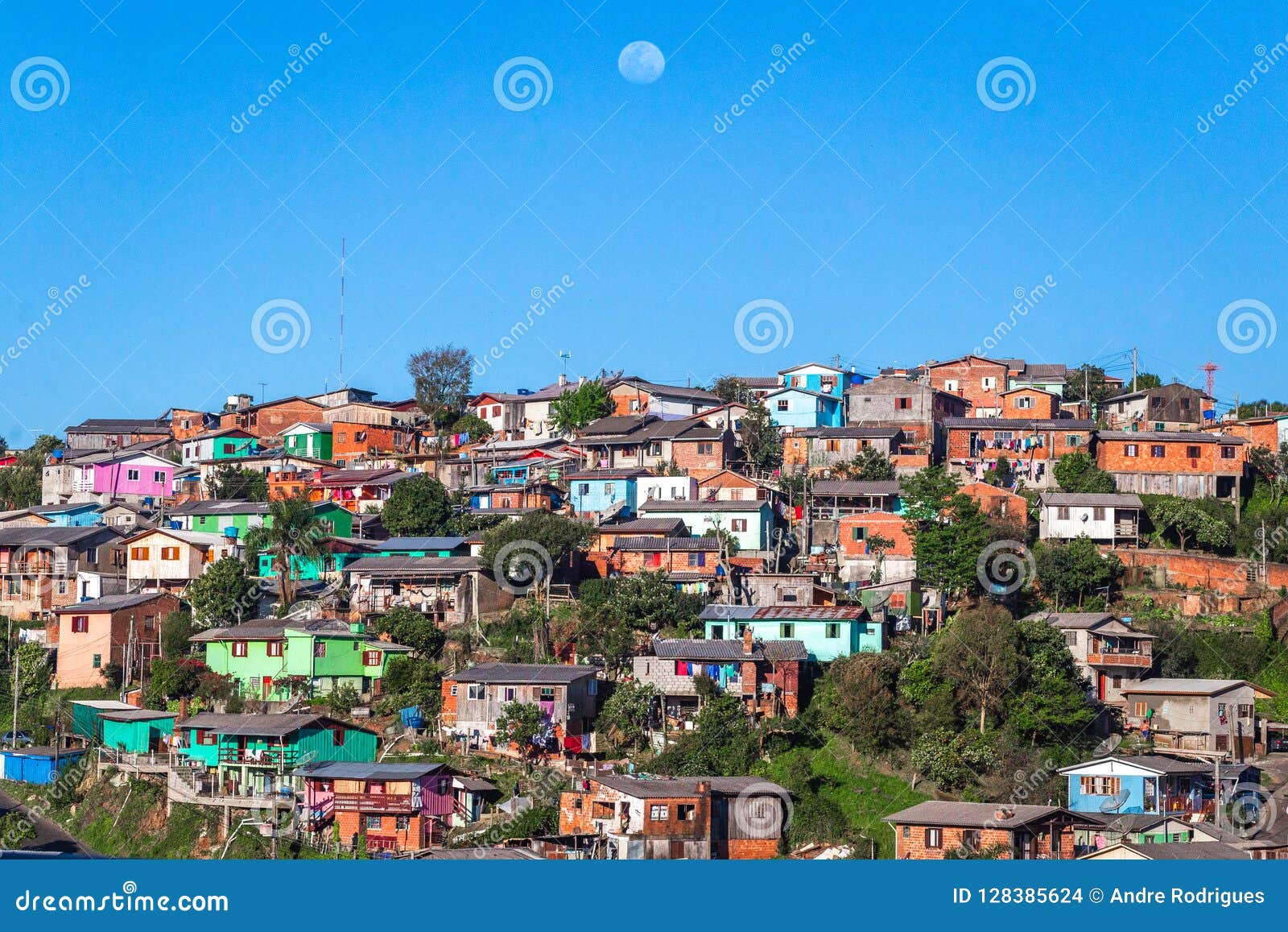 Colorful Houses in the Slum. Stock Photo - Image of full, blue: 128385624