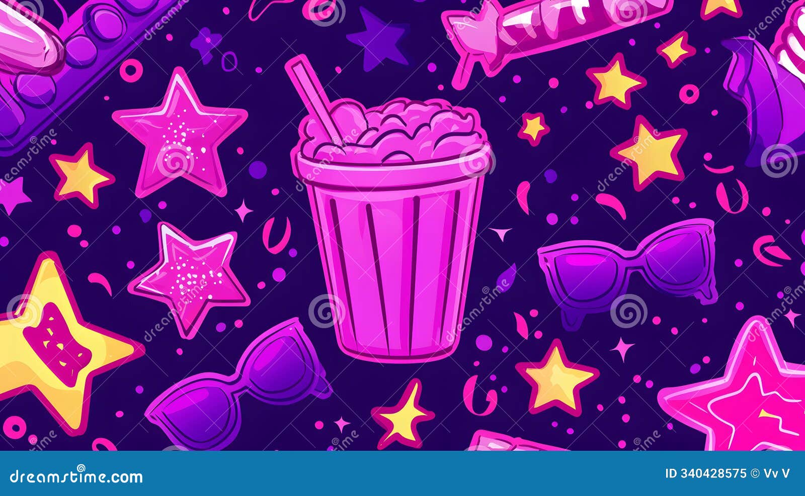 Colorful Pop Art Design with Drink and Stars Stock Image - Image of ...