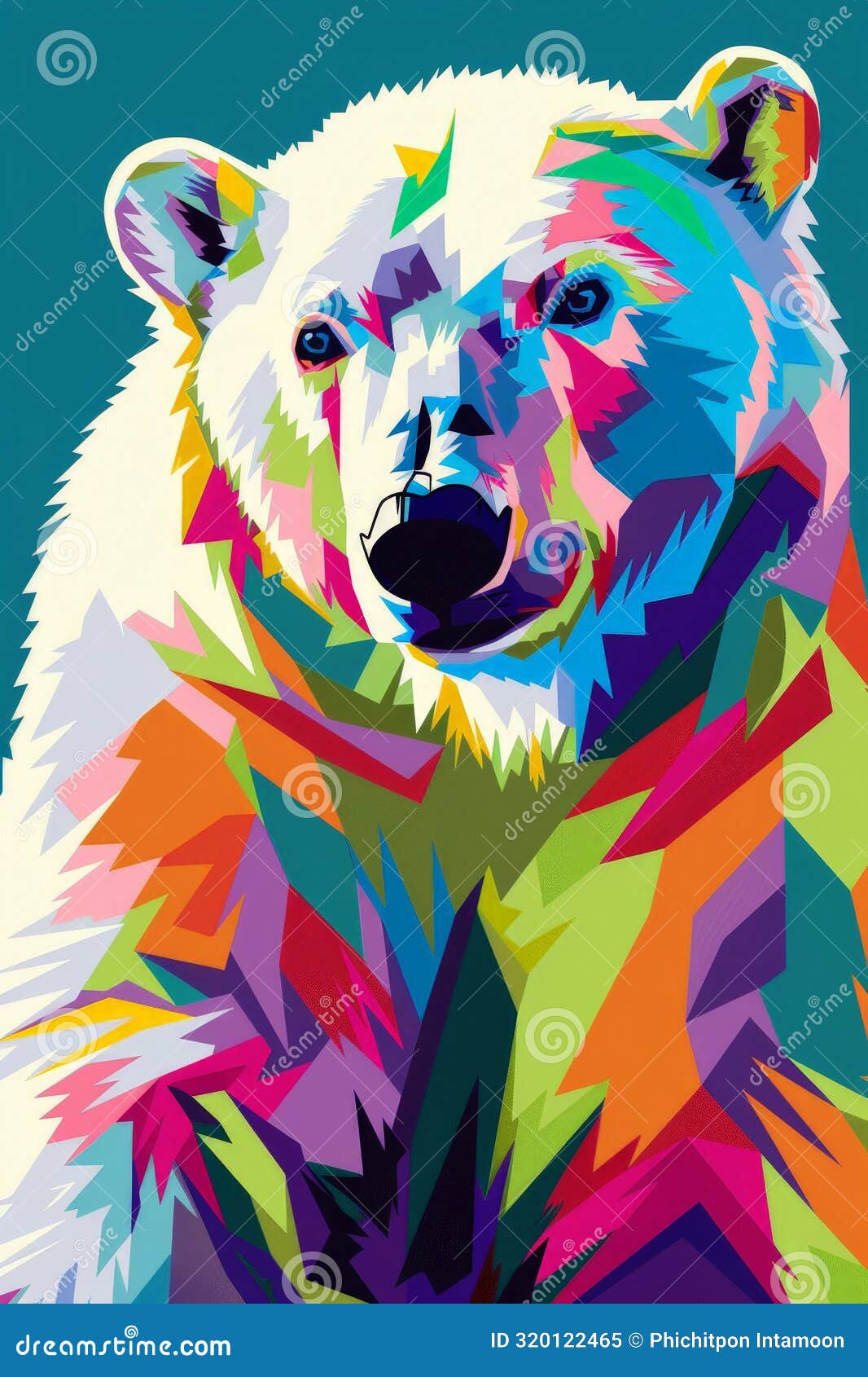 Colorful Pop Art a Polar Bear Style . Stock Image - Image of nature ...