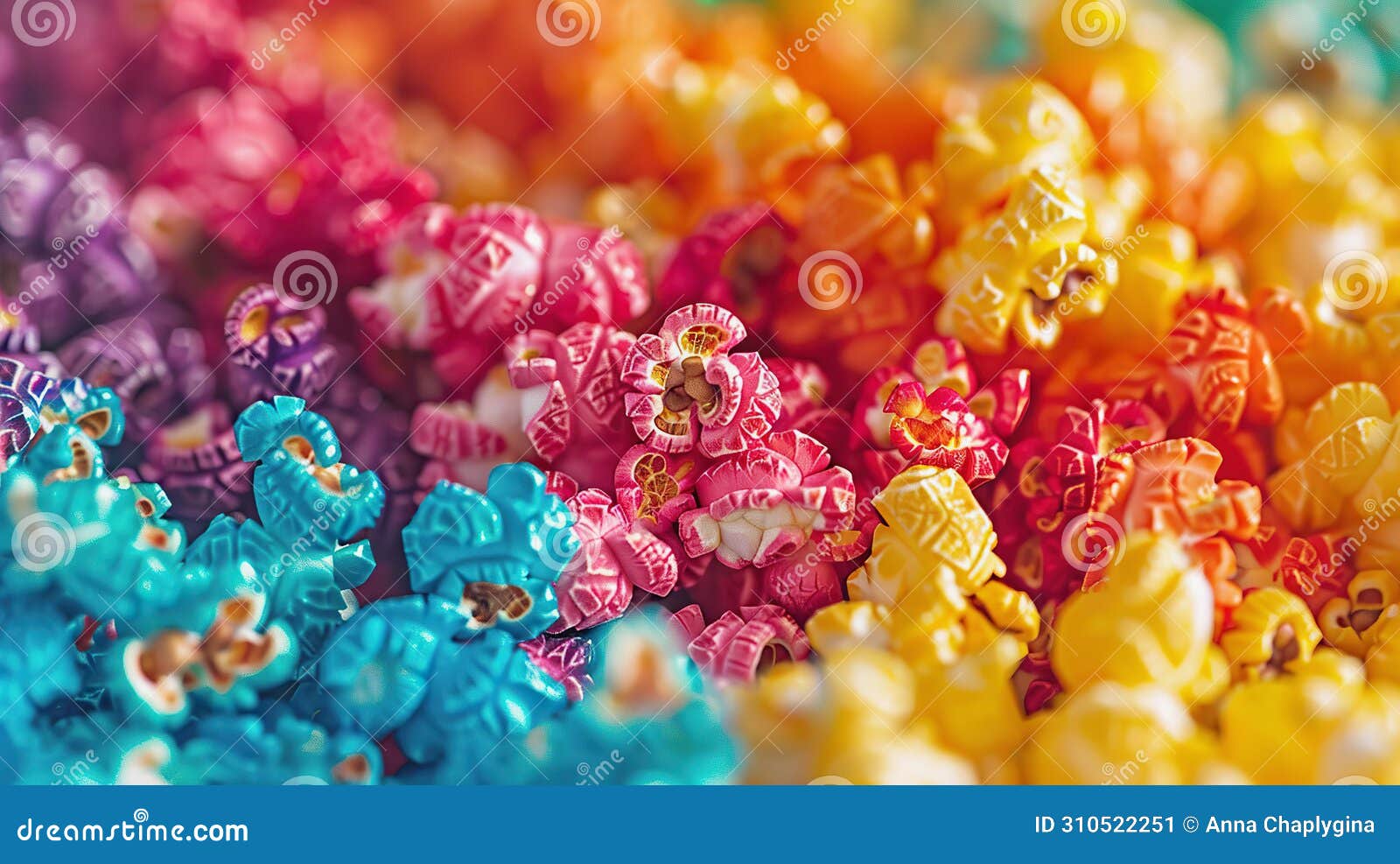Colorful Popcorn Background, Multicolored Pattern, Close Up Stock Image ...