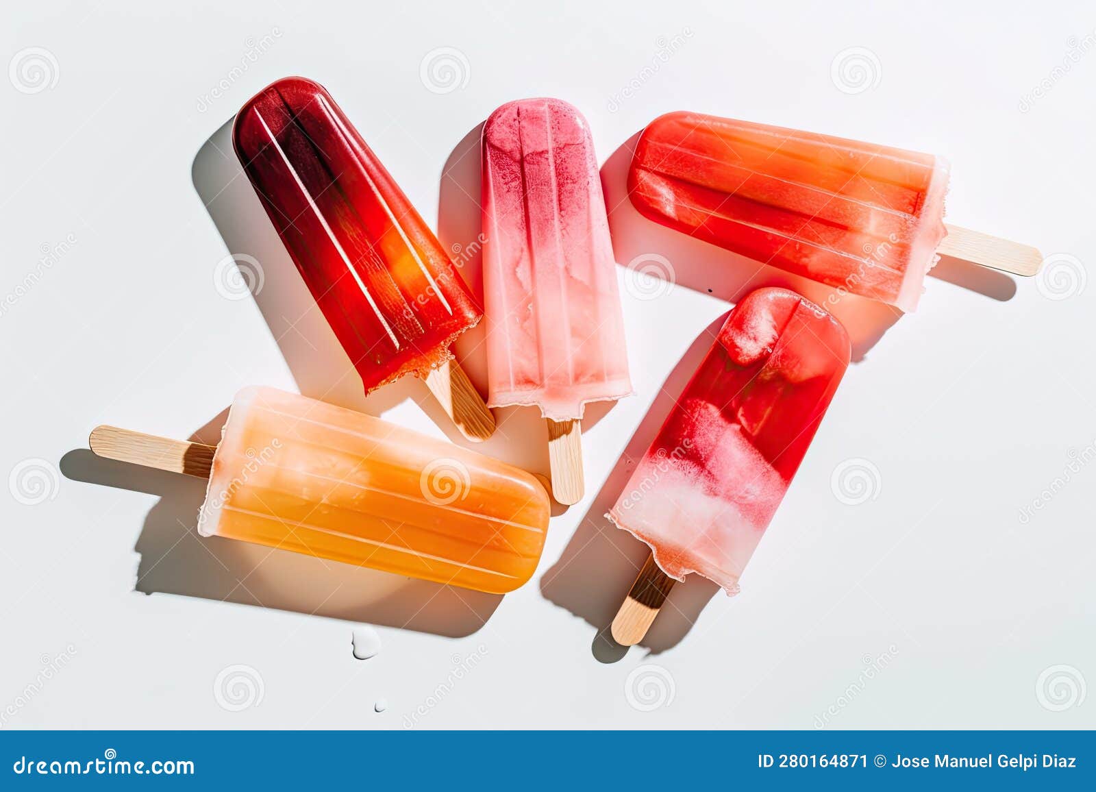 Colorful Popsicle Displayed Against a Plain White Backdrop. Generative ...