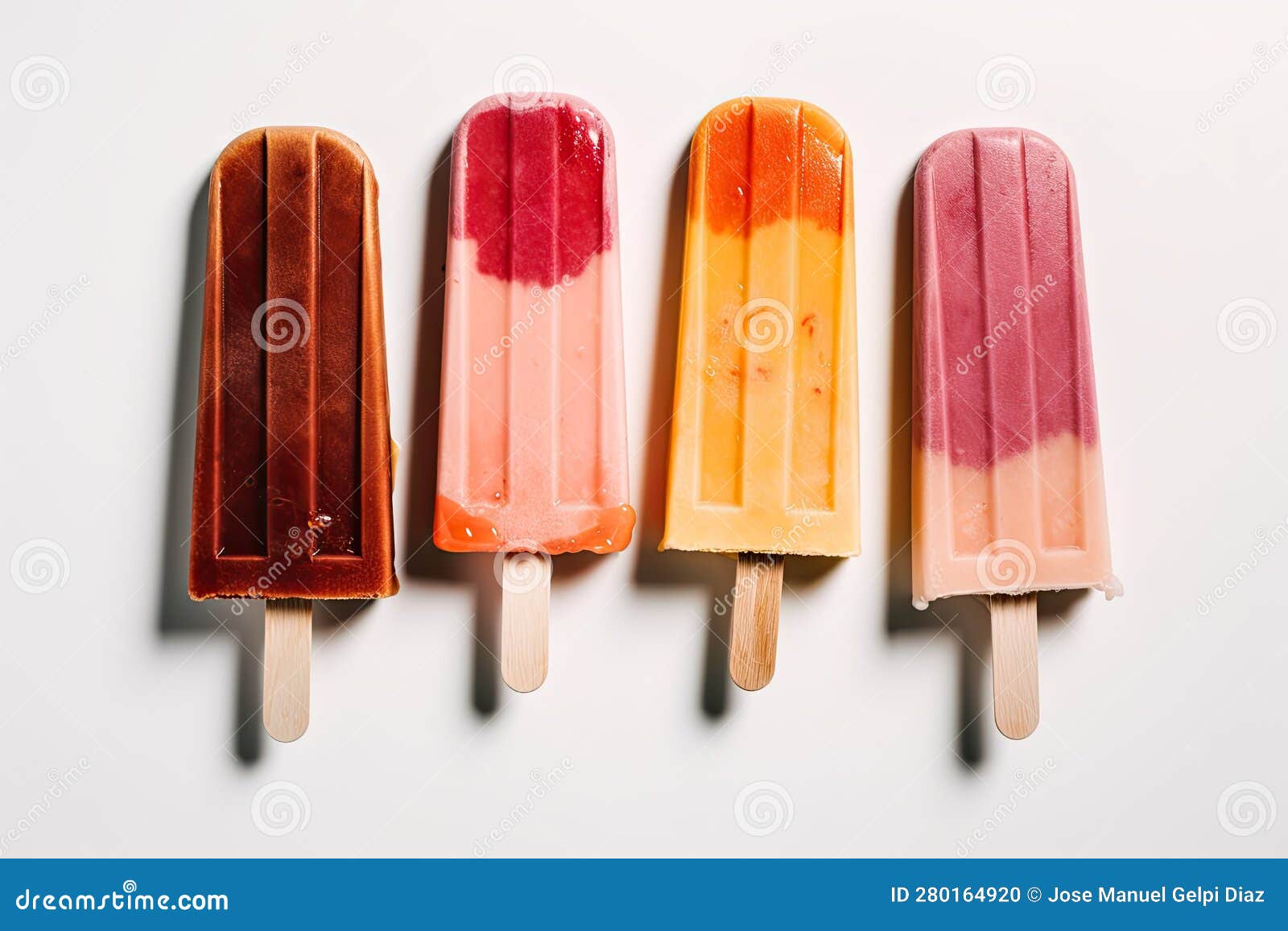 Colorful Popsicle Displayed Against a Plain White Backdrop. Generative ...