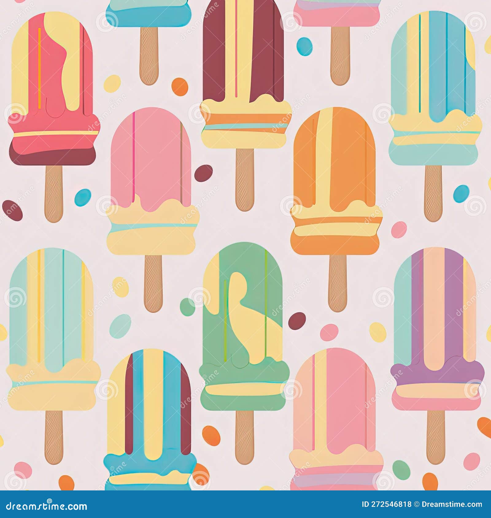 Colorful Popsicles, Flat Style Design Background. Generative Ai Stock ...