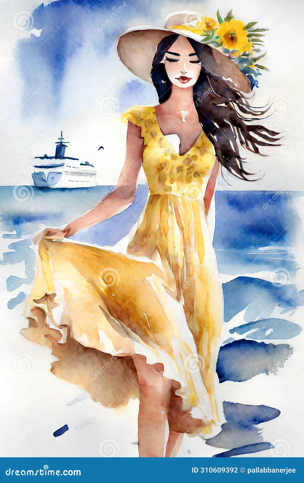 Colorful Portrait of a Beautiful Lady Stock Illustration - Illustration ...