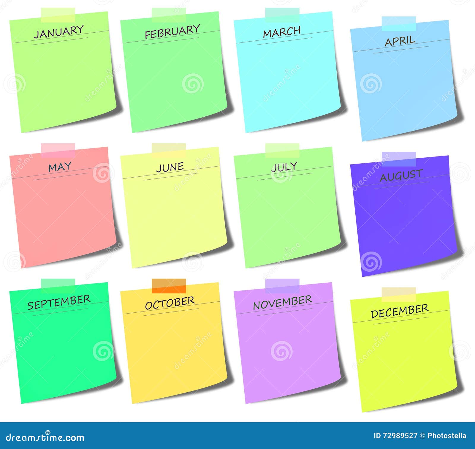 Colorful Post it - Calendar Stock Illustration - Illustration of winter ...