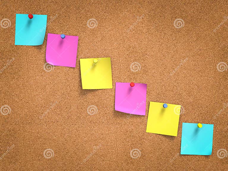 Colorful post its on board stock illustration. Illustration of ...