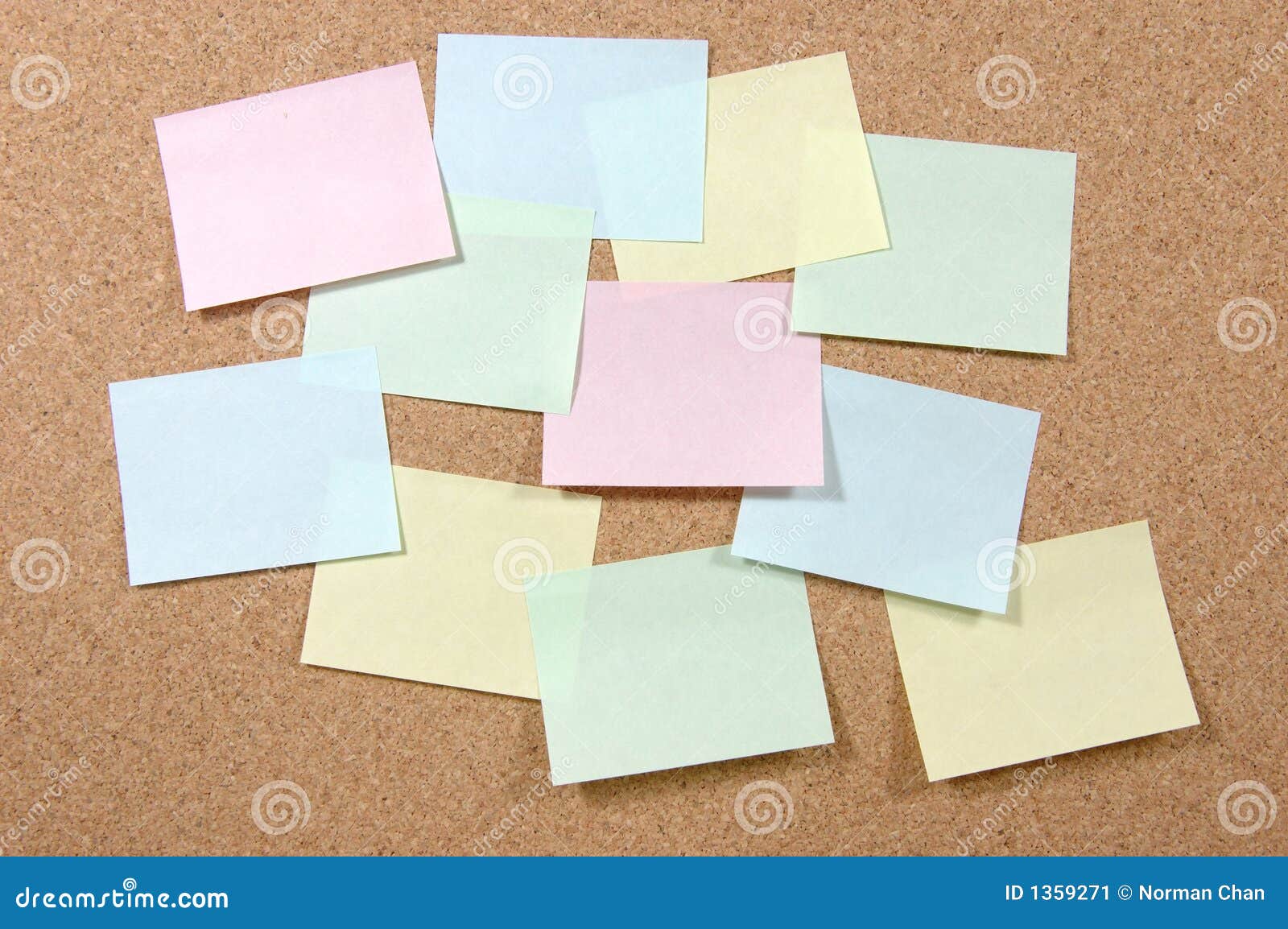 Colorful post-it notes stock image. Image of cork, memo - 1359271