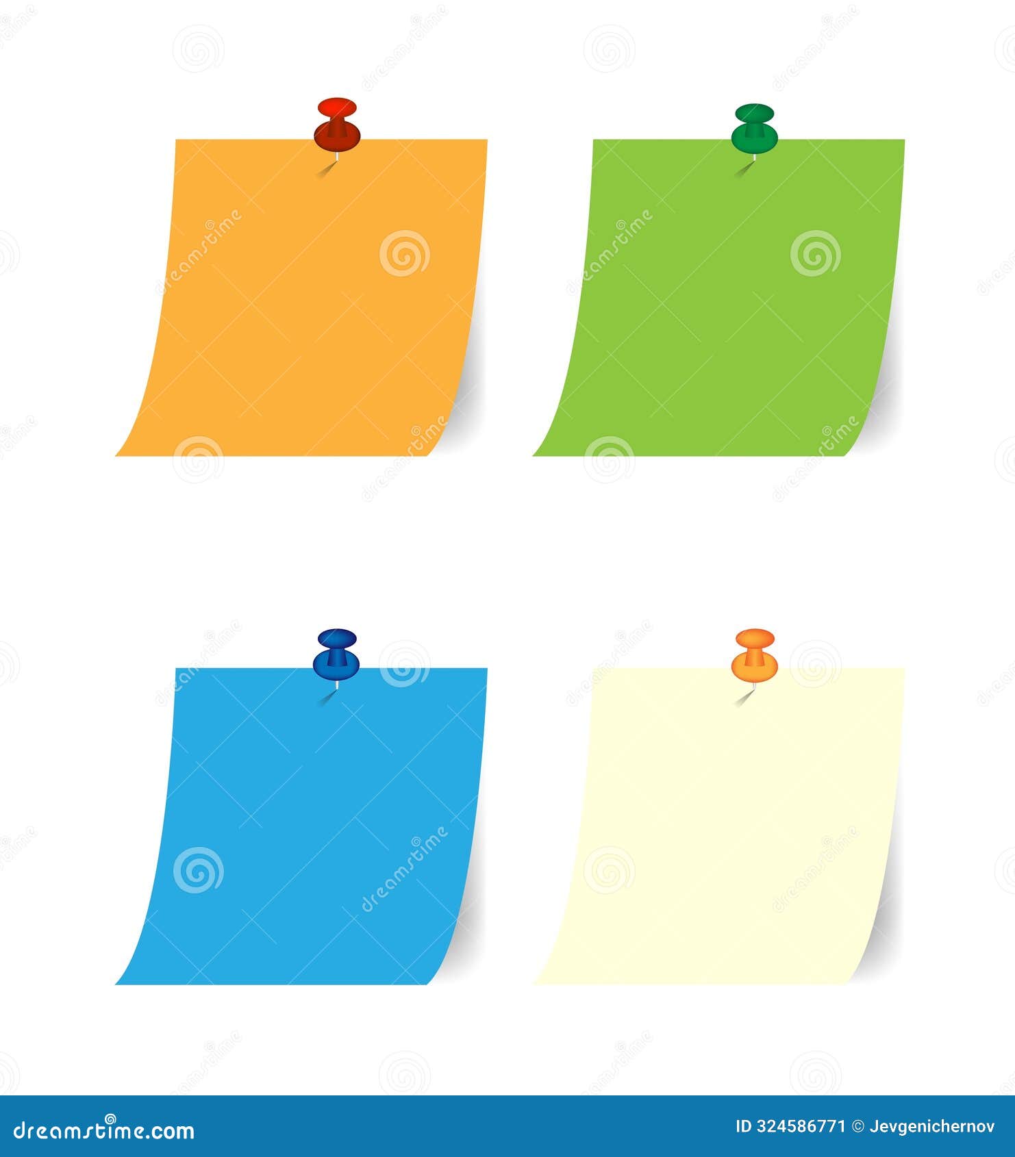 Colorful Post it Notes Pinned To the Wall Set Stock Illustration ...