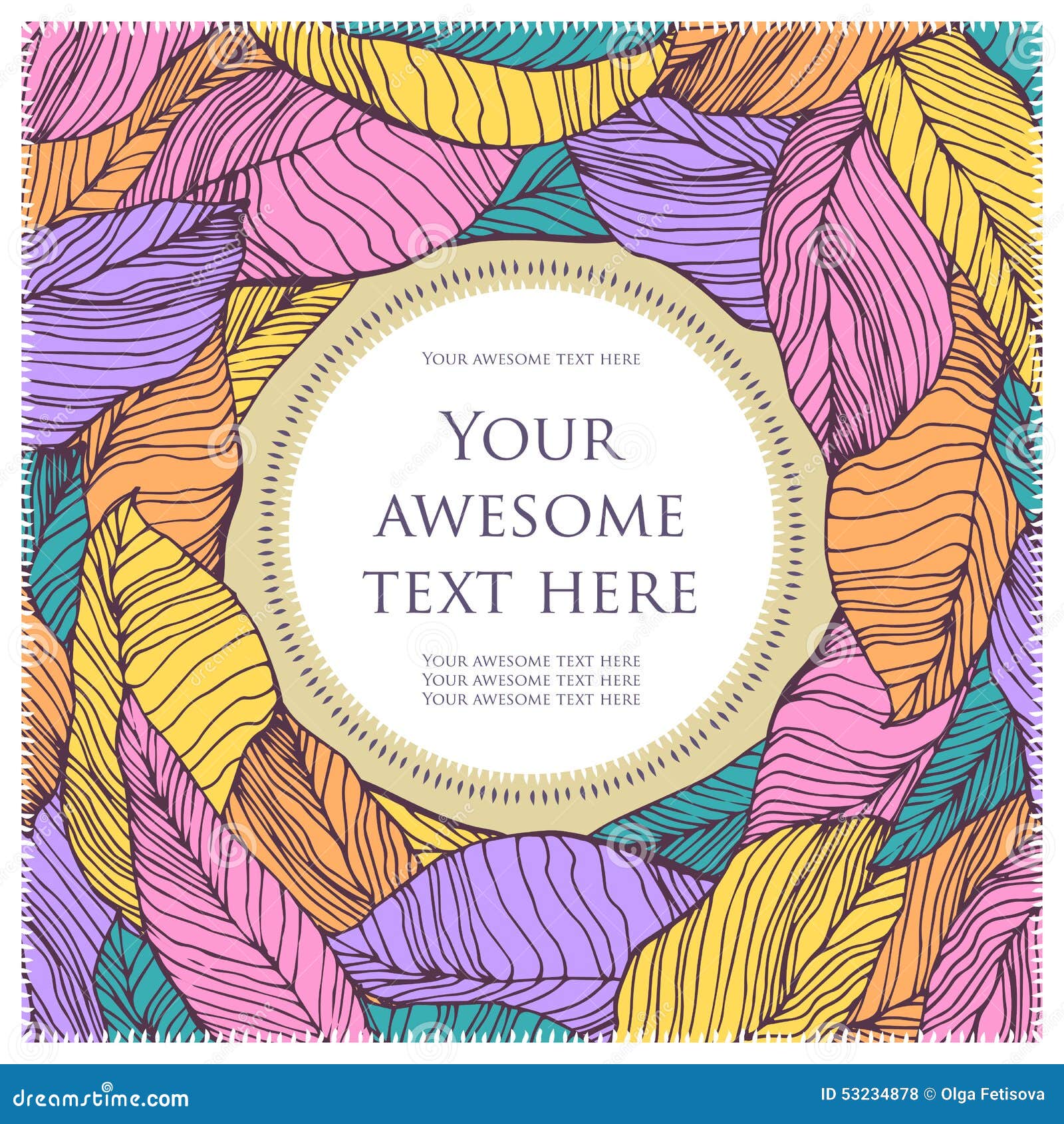 Colorful postcard stock vector. Illustration of floral - 53234878