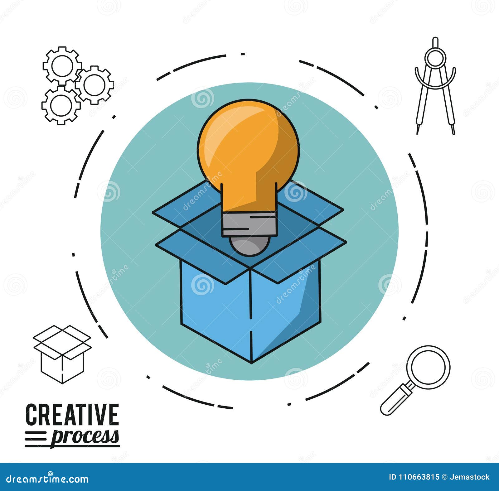 Colorful Poster Creative Process of Circle with Cardboard Box and Light ...