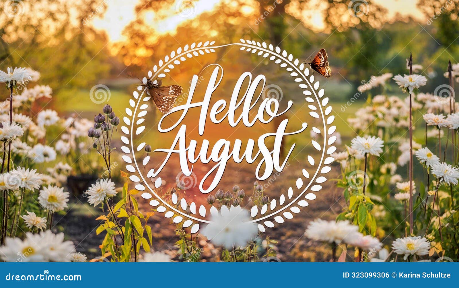 A Colorful Poster with the Words “Hello August” Stock Illustration ...