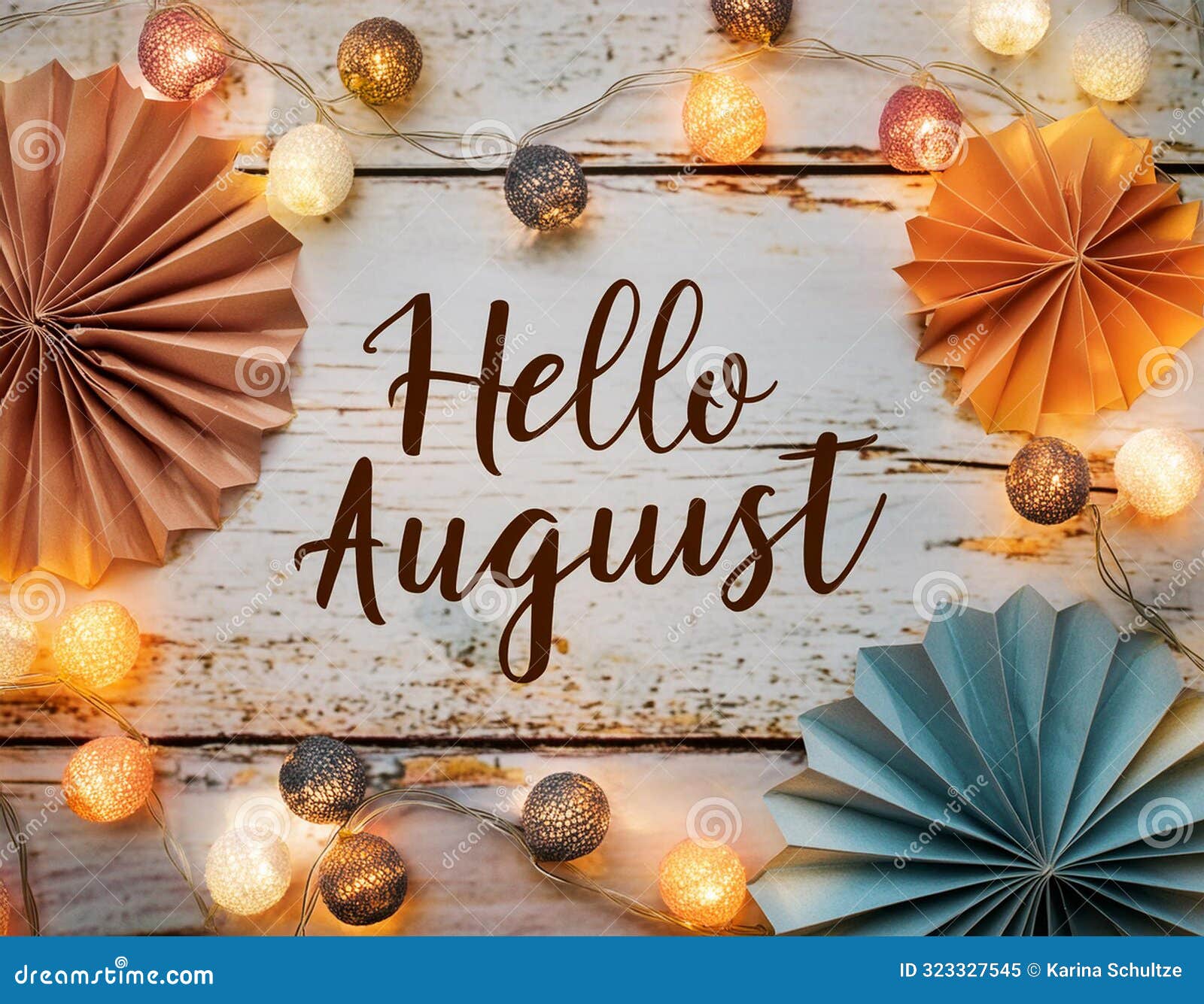 A Colorful Poster with the Words Hello August Stock Illustration ...
