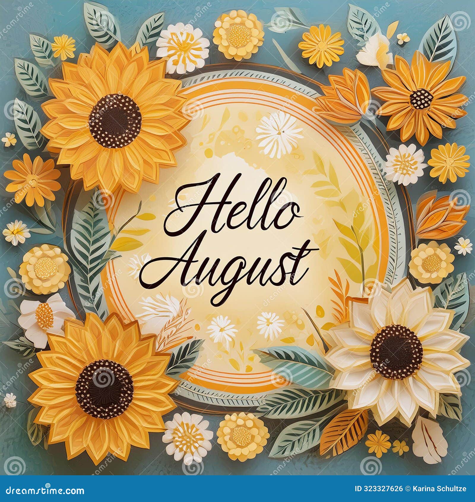 A Colorful Poster with the Words Hello August Stock Illustration ...