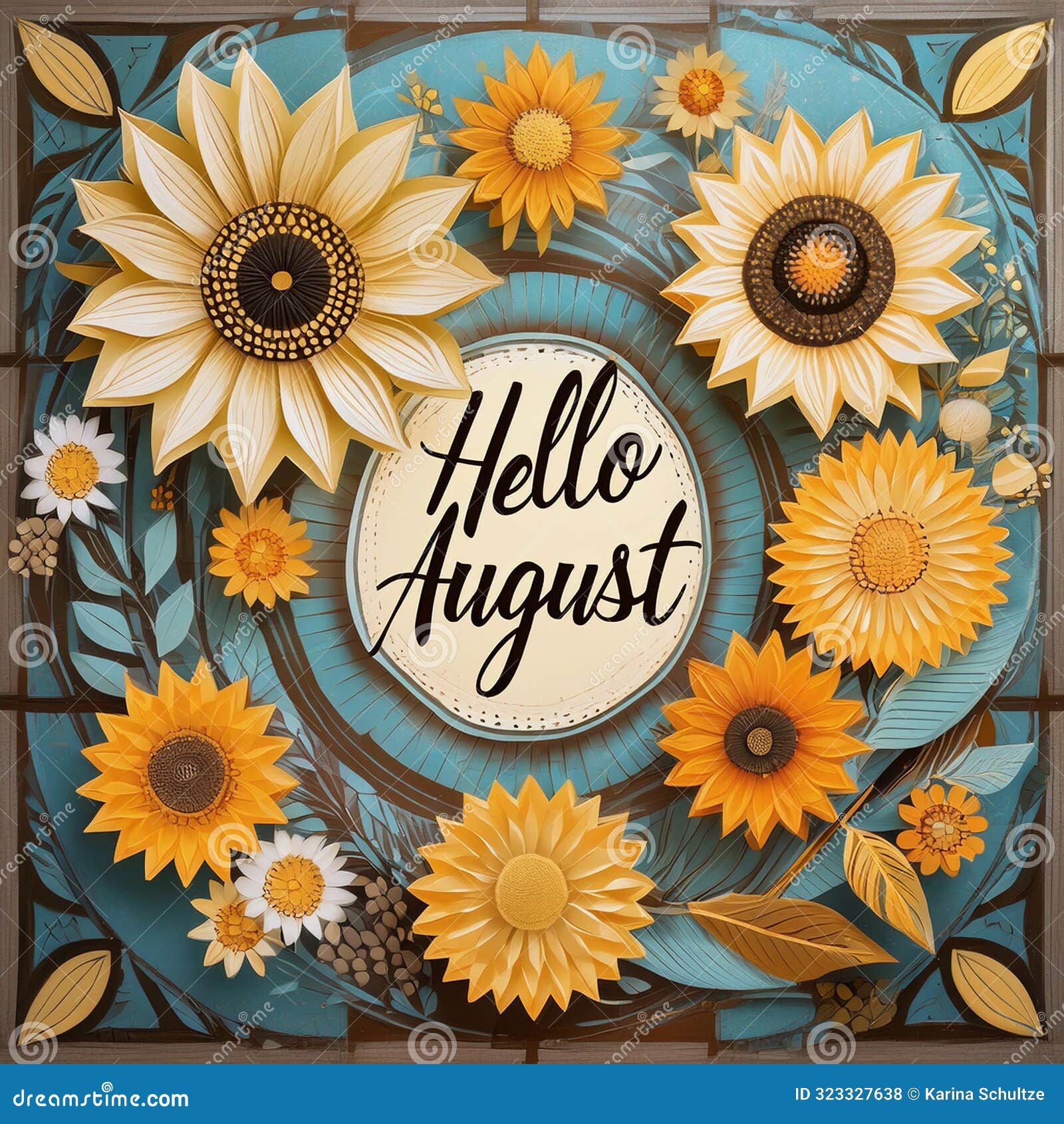 A Colorful Poster with the Words Hello August Stock Illustration ...