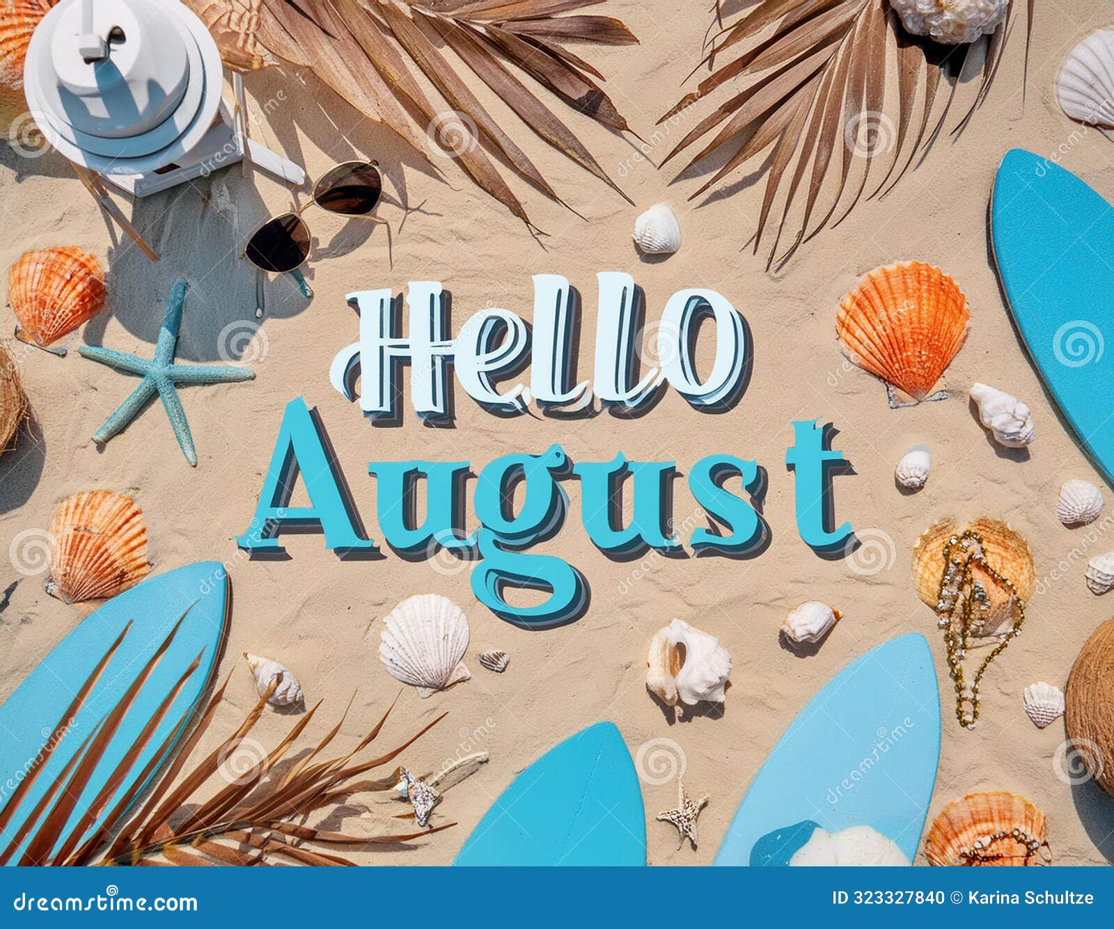 A Colorful Poster with the Words Hello August Stock Illustration ...