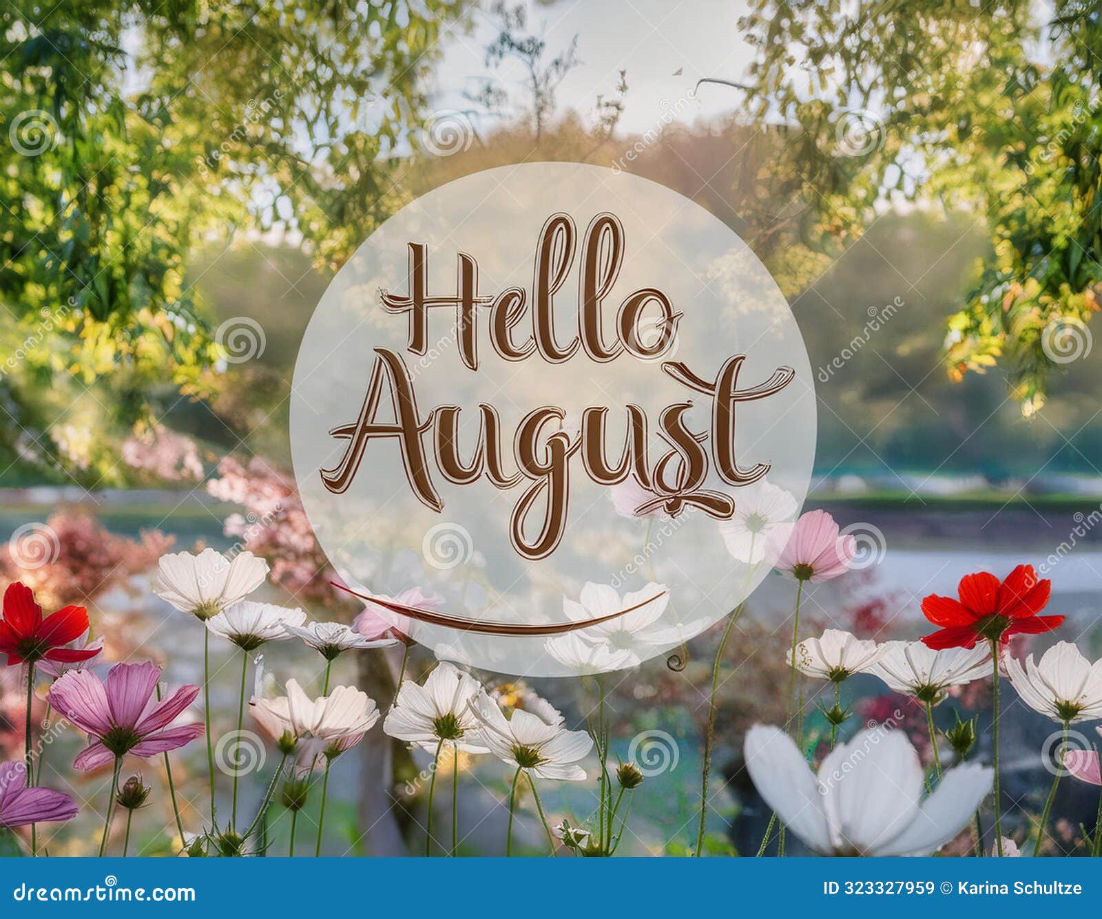 A Colorful Poster with the Words Hello August Stock Illustration ...