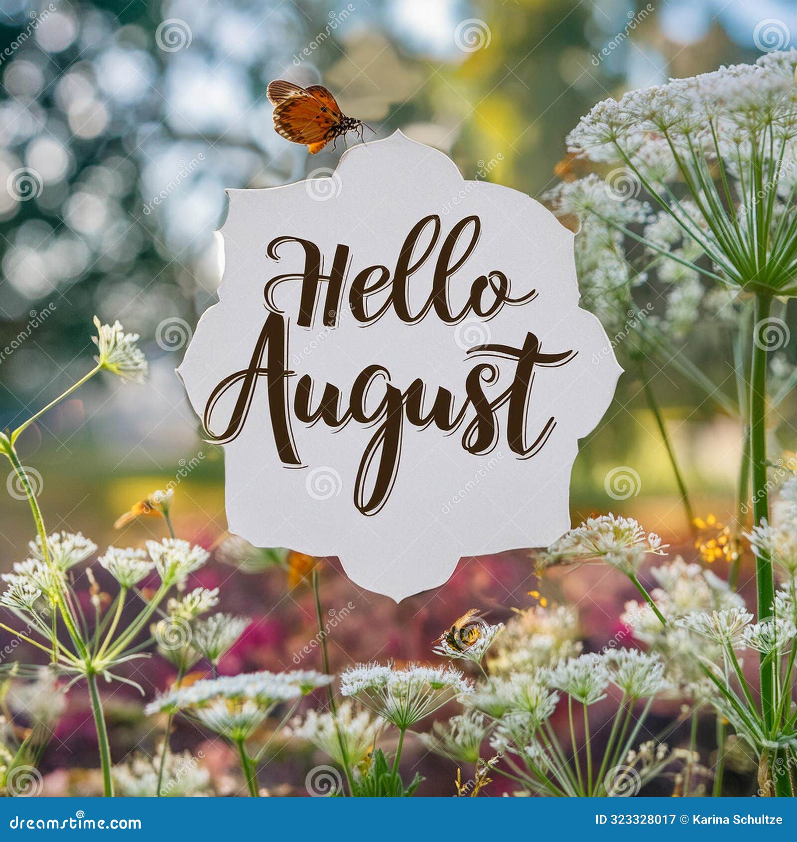 A Colorful Poster with the Words Hello August Stock Illustration ...