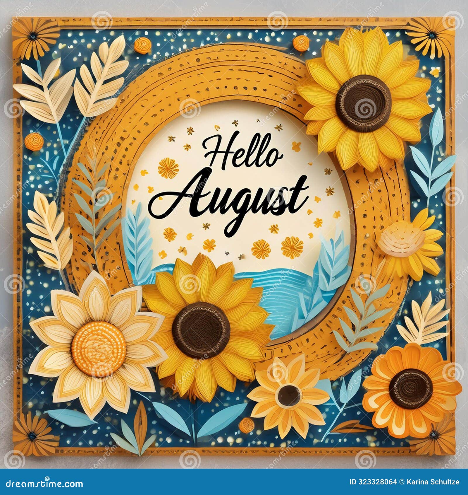 A Colorful Poster with the Words Hello August Stock Illustration ...