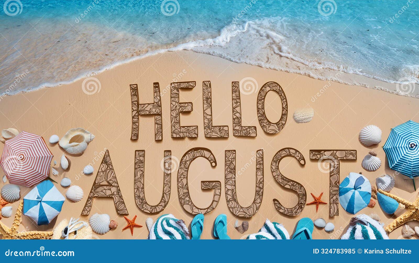 A Colorful Poster with the Words Hello August Stock Illustration ...