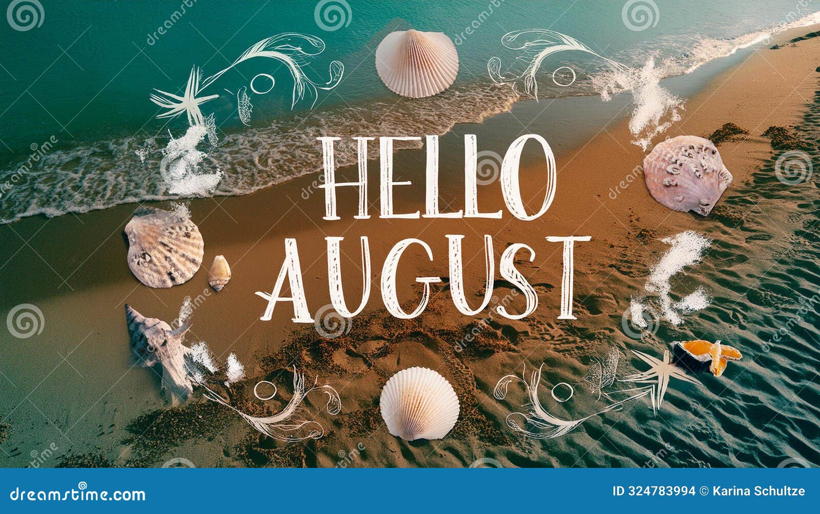 A Colorful Poster with the Words Hello August Stock Illustration ...