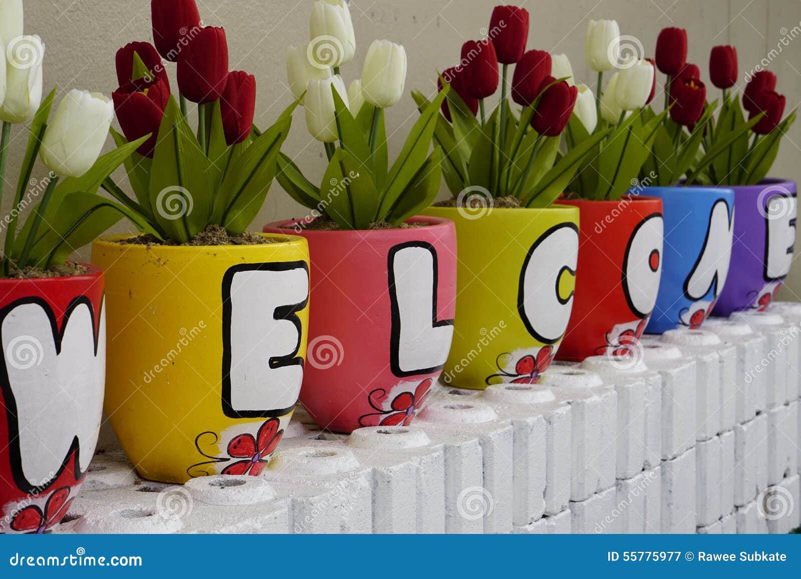 Colorful pots stock image. Image of yellow, pots, welcome - 55775977
