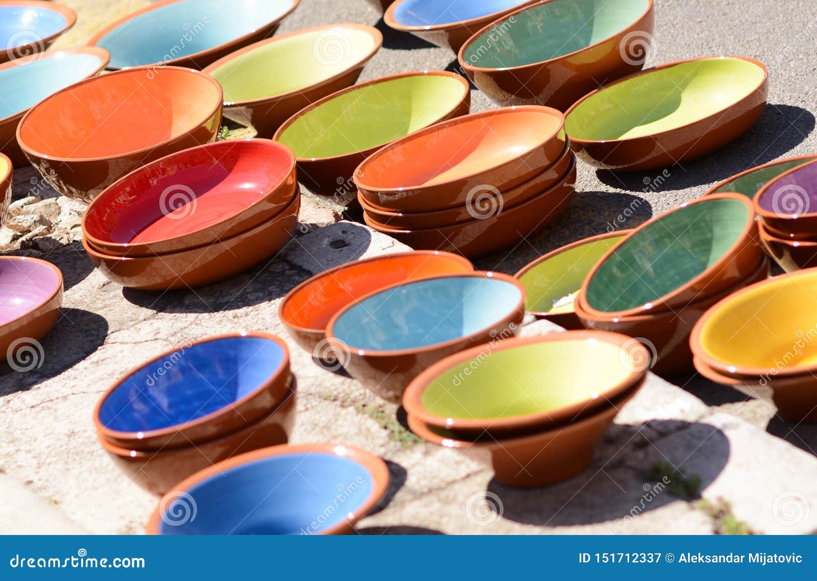 Colorful pottery stock image. Image of kitchen, handmade - 151712337