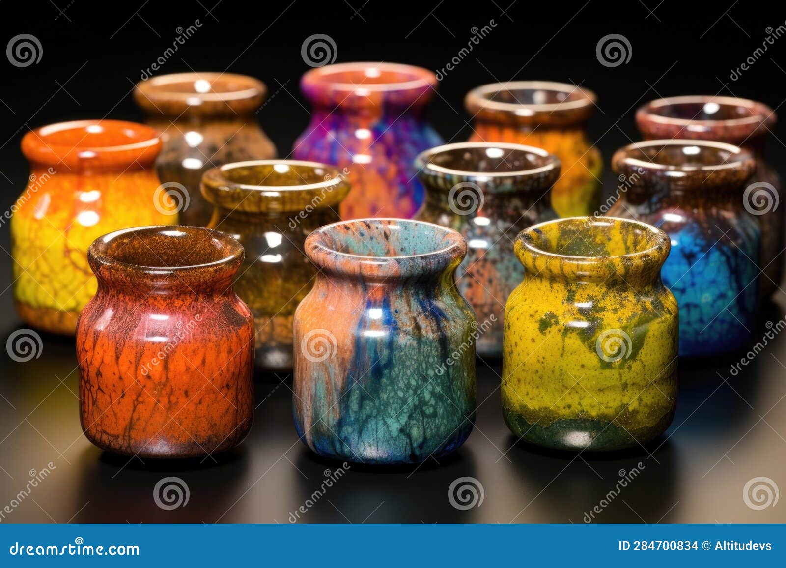 Colorful Pottery Glazes in Small Glass Containers Stock Photo - Image ...
