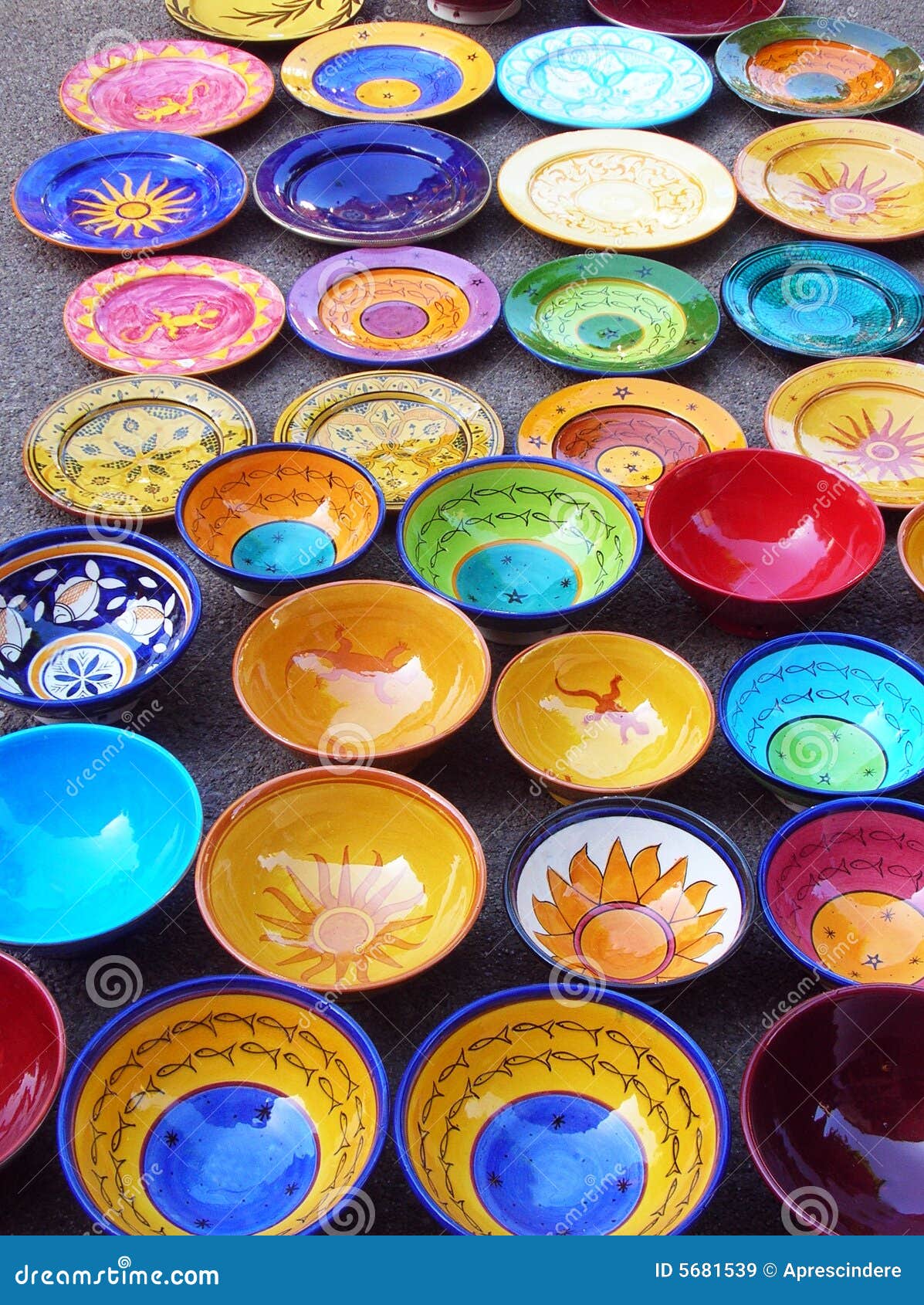Colorful Pottery Handicrafts Stock Image - Image of beige, dishes: 5681539