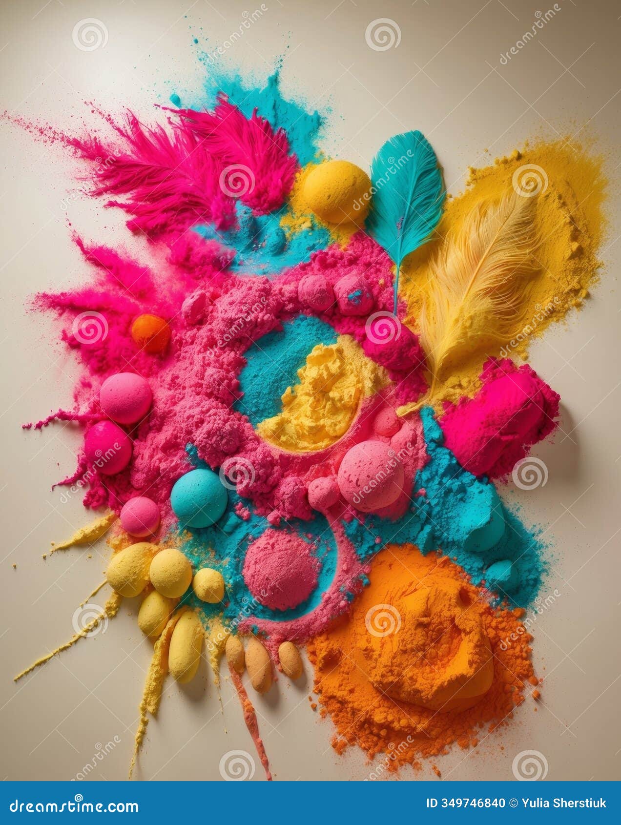Colorful Powder Art Displayed on a Pastel Surface with Various Shapes ...
