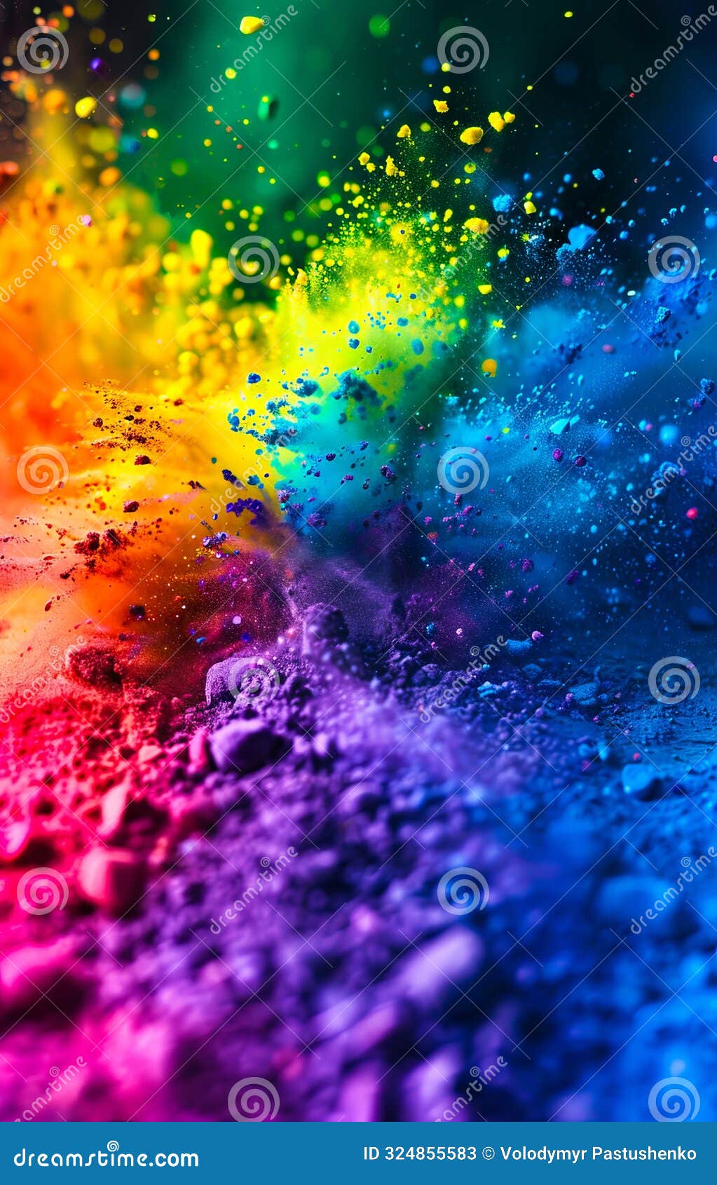 Colorful Powder on Black Background Stock Image - Image of mixture ...