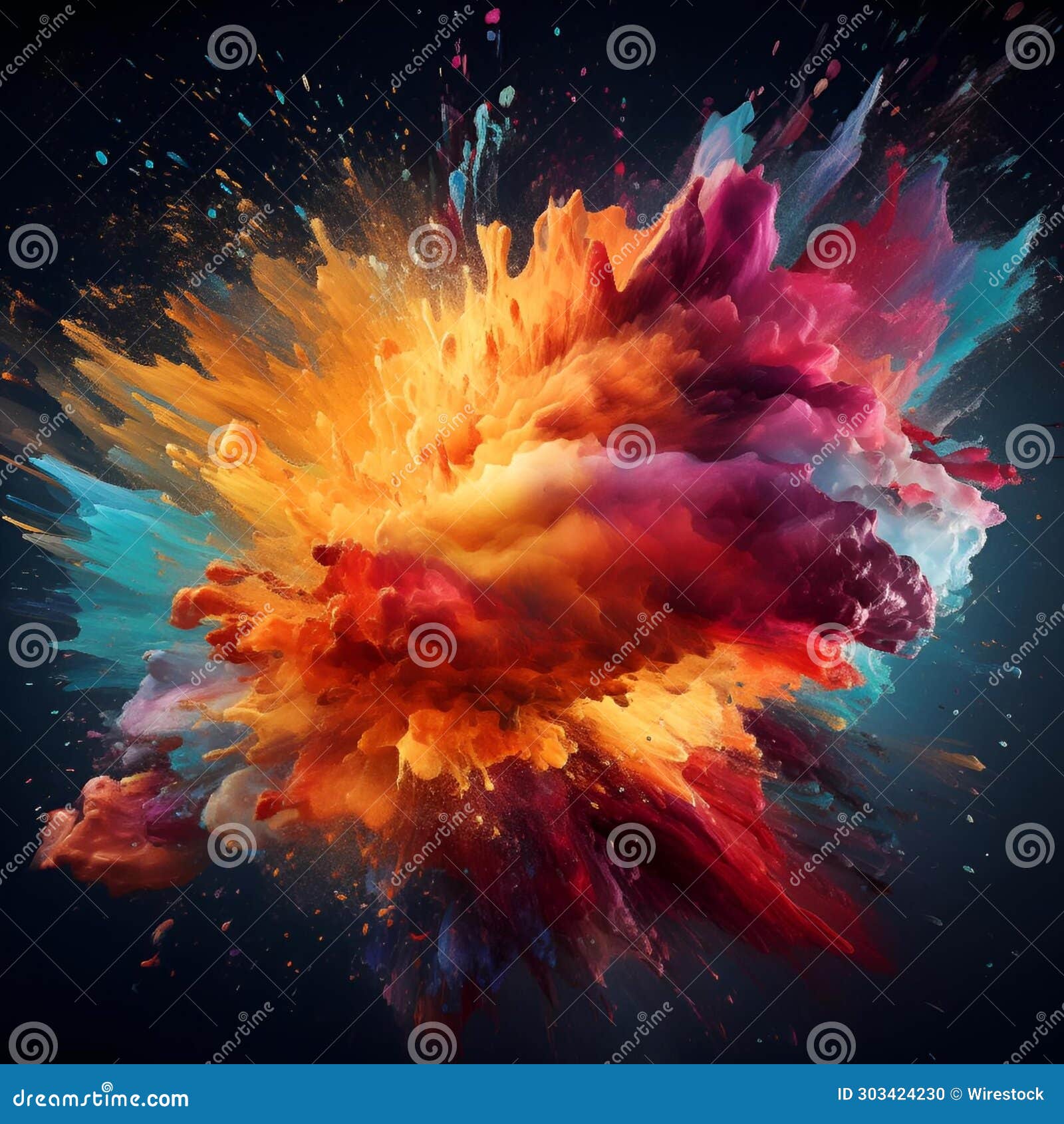 Colorful Powder Cloud Exploding in Space, Showing an Explosion of ...